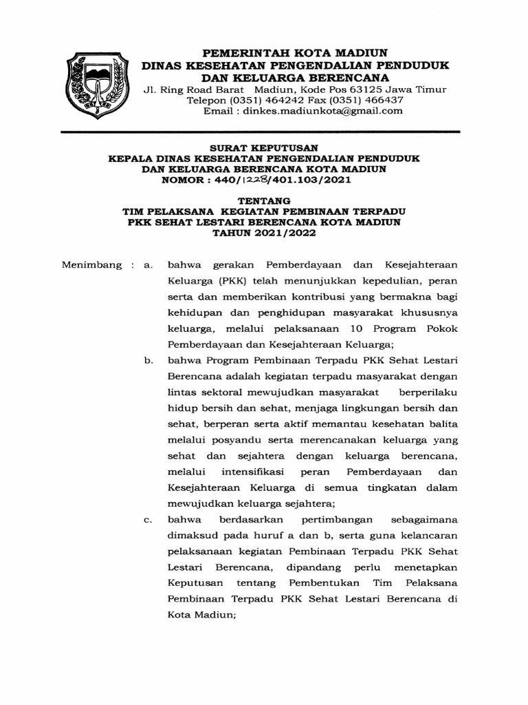 SK Tim Pelaksana | PDF