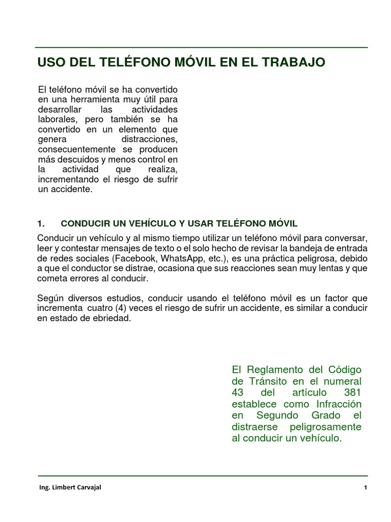 Prohibición del Uso de Celulares en el Trabajo | PDF | Informática