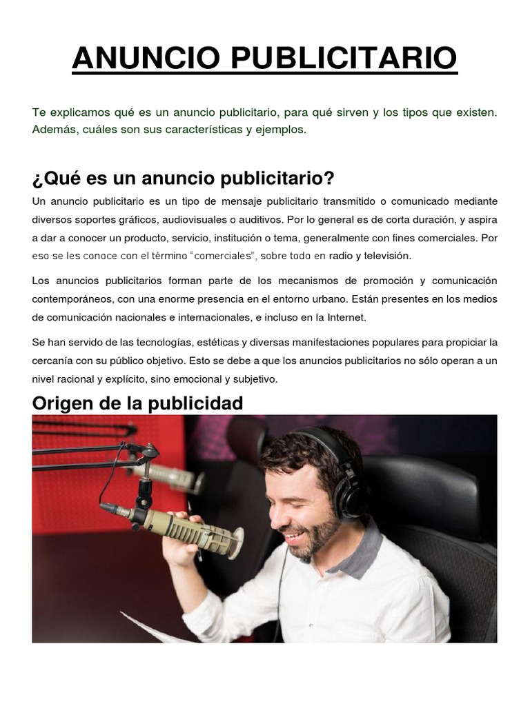 Anuncio Publicitario | PDF | Publicidad | Radiodifusión
