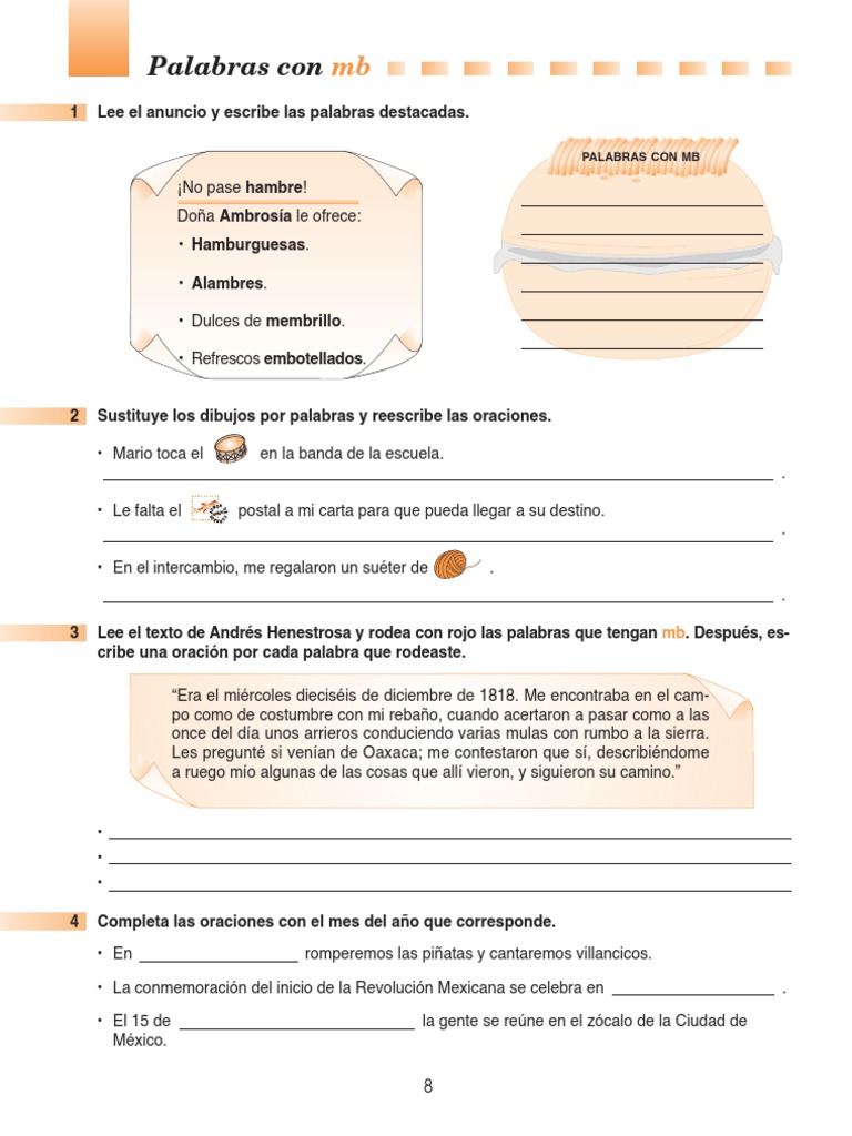 Ejercicios de Lengua con Palabras Clave | PDF
