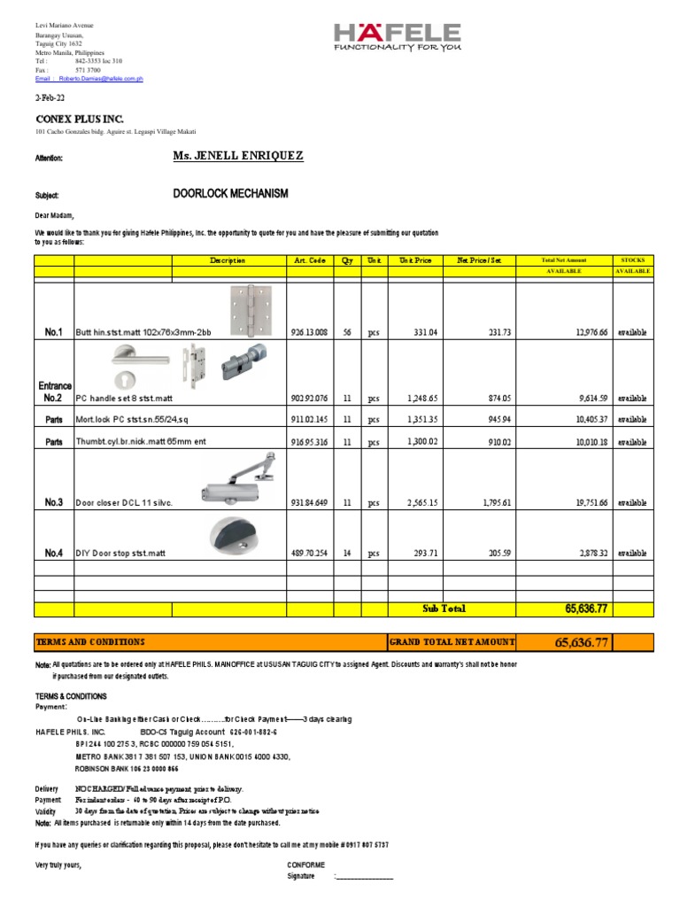 CONEX PLUS INC. - Door Locks Mechanism | PDF | Business | Service ...