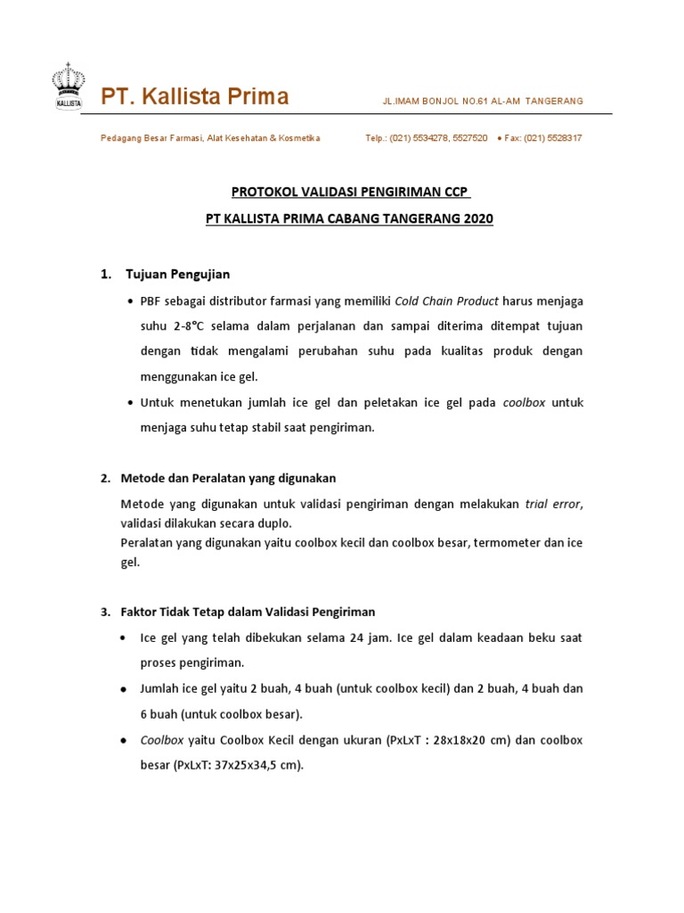 Protokol Validasi Pengiriman | PDF