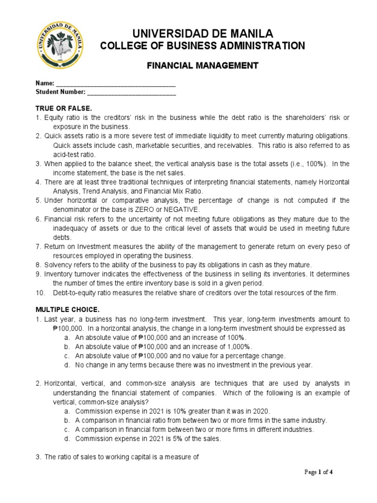 Quiz FS Analysis | PDF