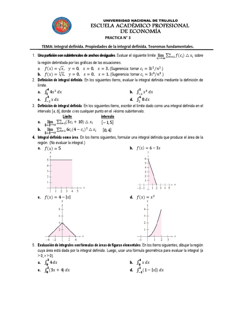 Práctica de Integrales Definidas | PDF | Integral | Matemáticas