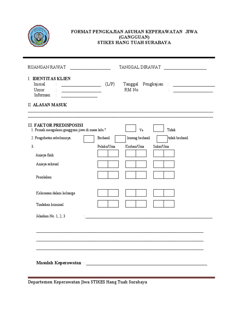 FORM Askep JIWA Gangguan SHT SBY Dengan Kasus Semu Halusinasi | PDF