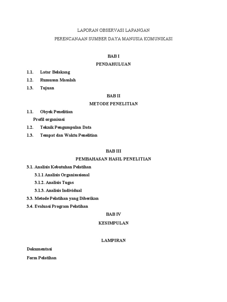 Format Laporan Observasi Lapangan | PDF