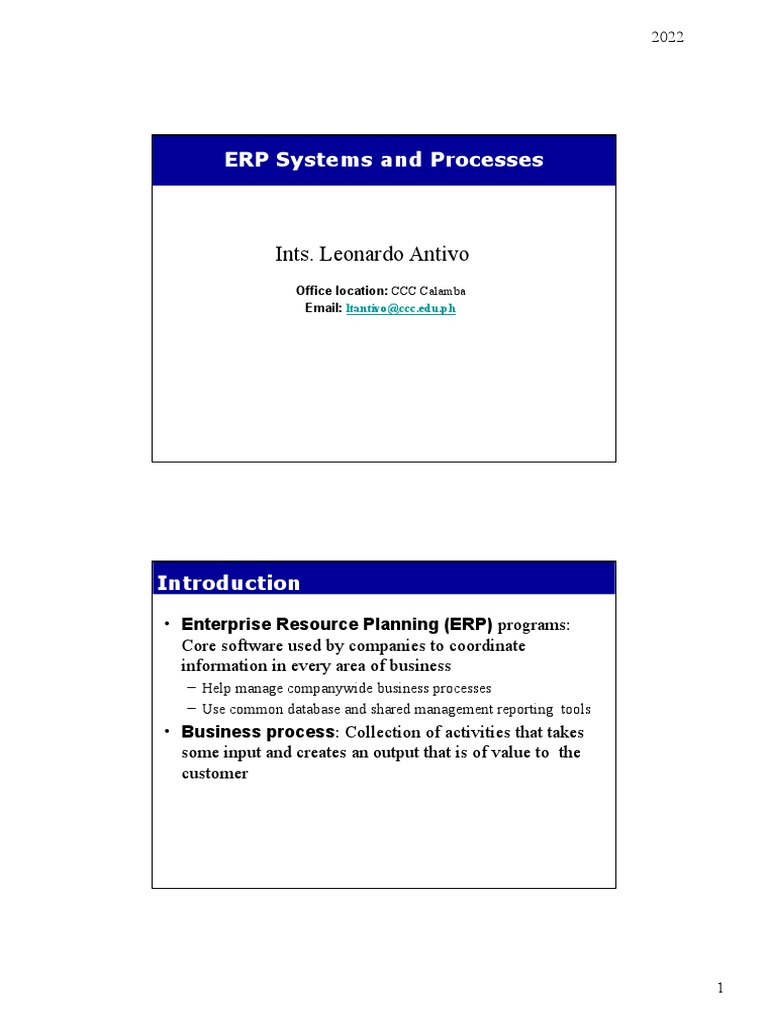 Chapter4 ERPSystemsProcesses | Download Free PDF | Enterprise Resource Planning | Supply Chain ...