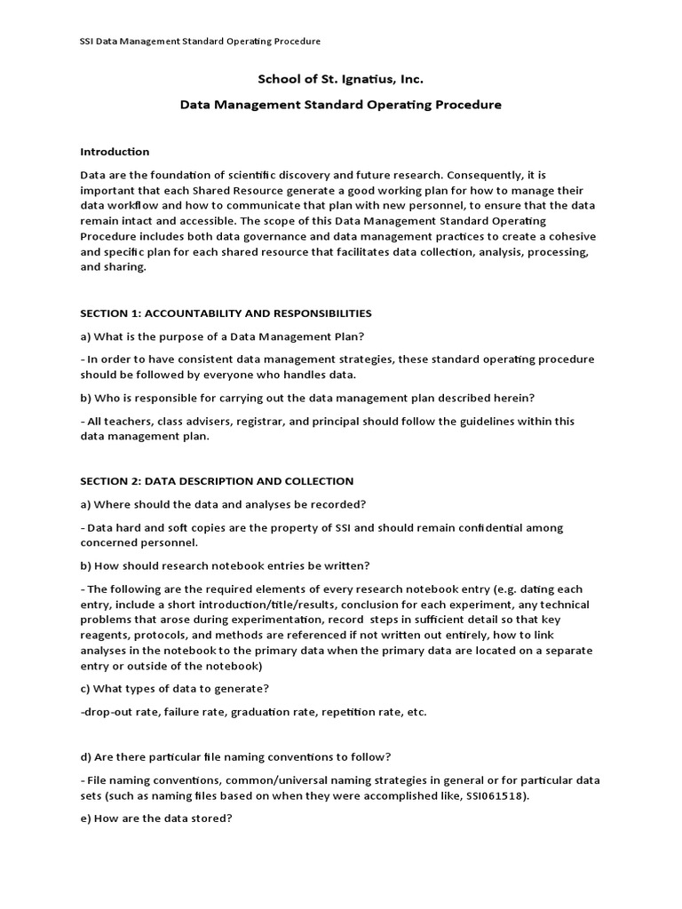 Data Management Sop | Download Free PDF | Computer File | Data