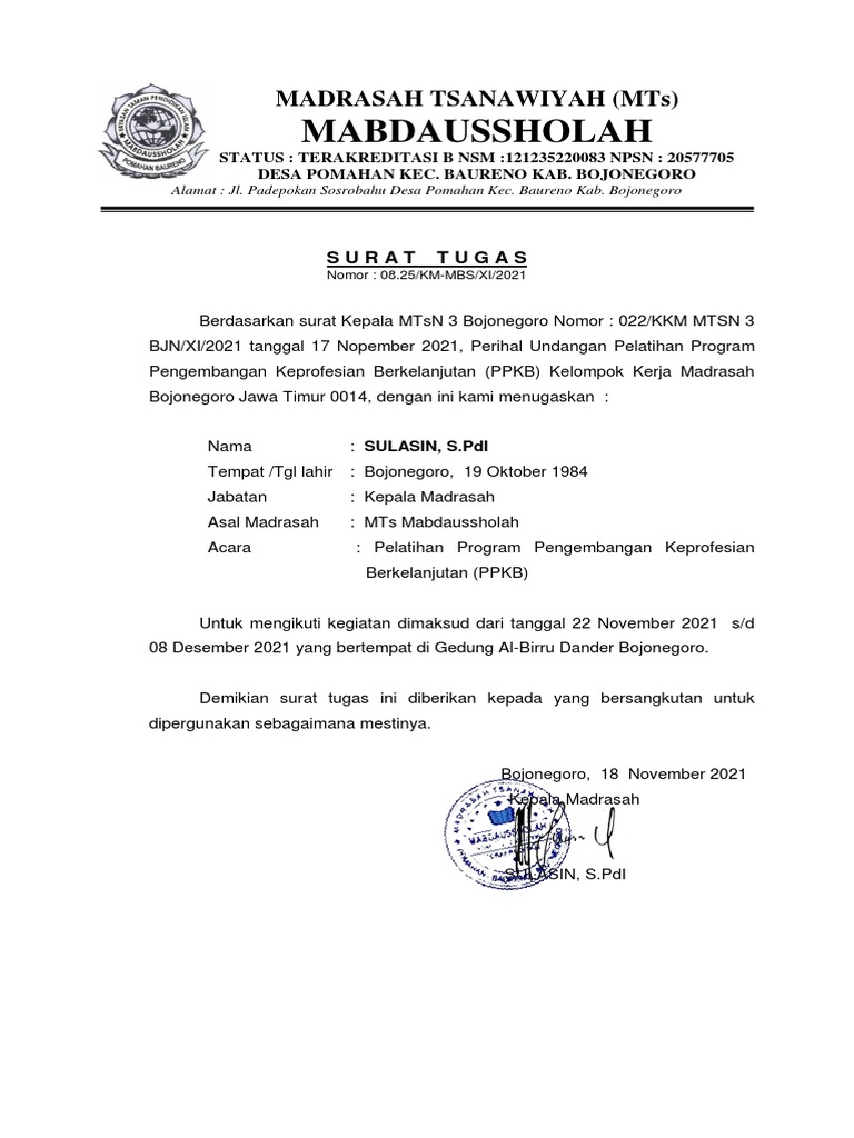 Surat Tugas MBS | PDF