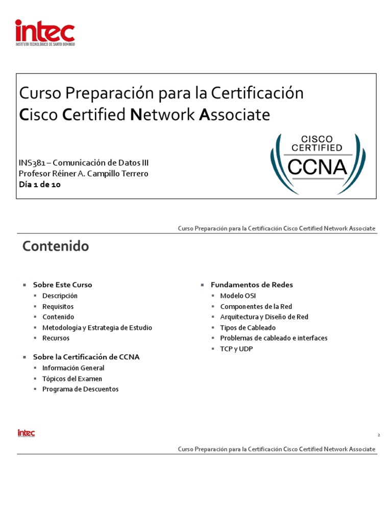 BOOTCAMP CCNA DIA 1de10 | PDF | Protocolo de Control de Transmisión | Enrutador (Computación)