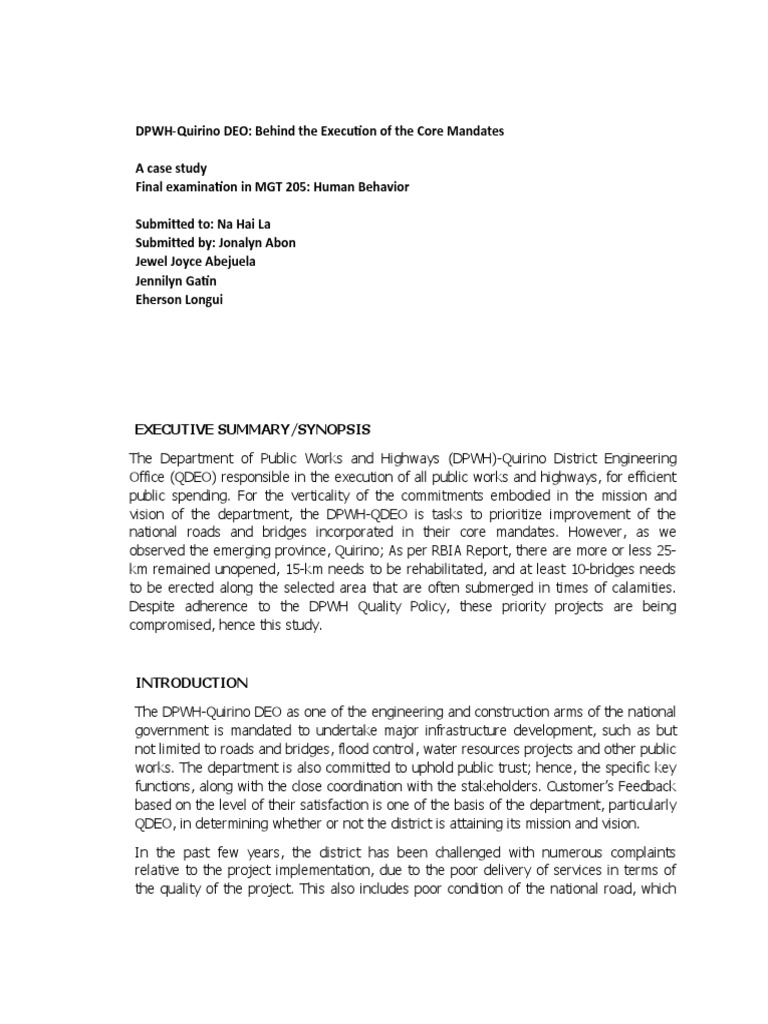 Case Study Core Mandates | PDF | Infrastructure | Economies