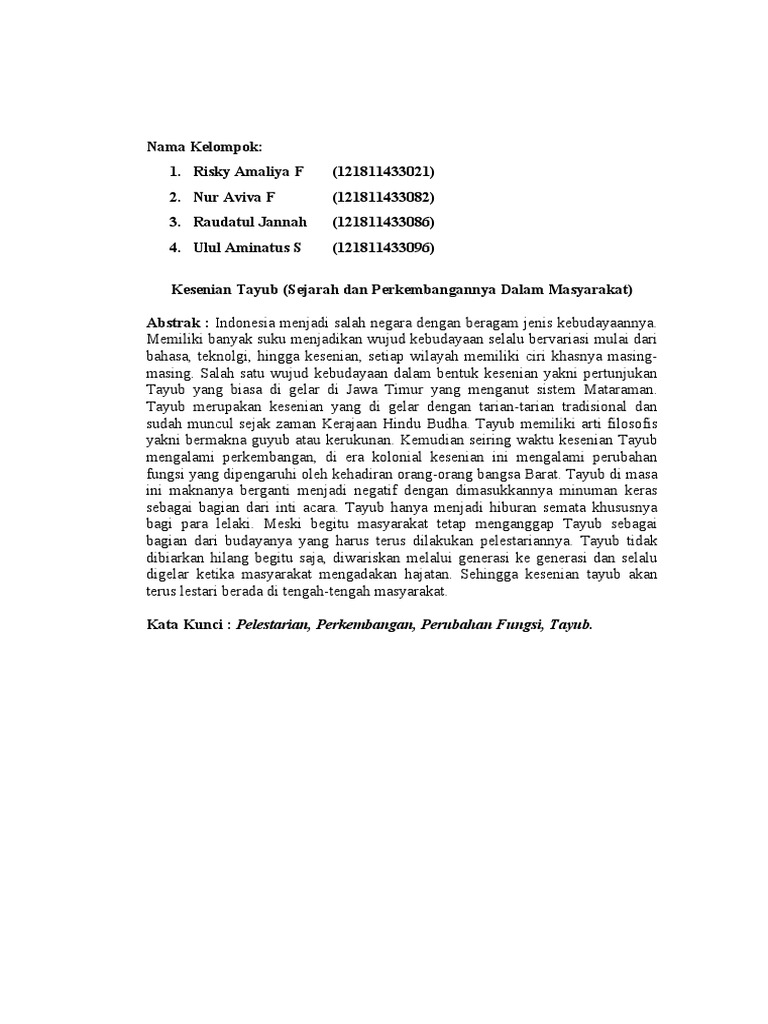 Sejarah dan Perkembangan Tari Tayub | PDF