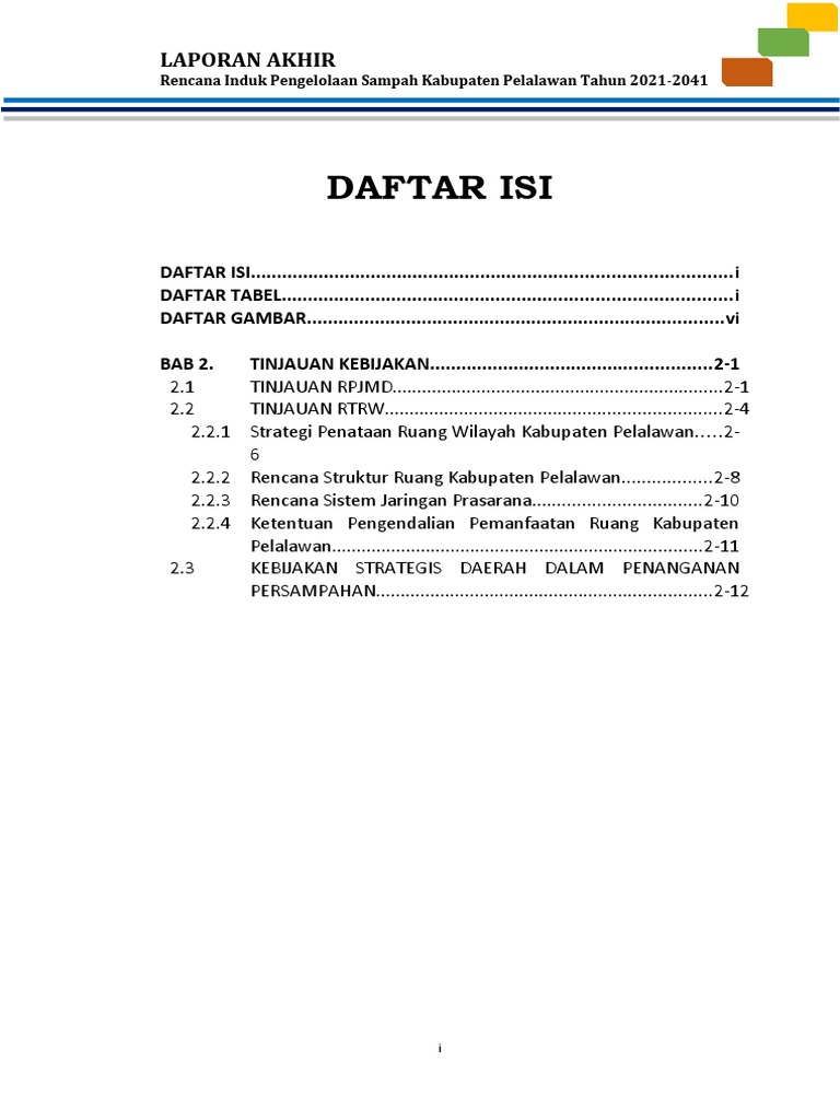 Draft Laporan Akhir Persampahan Pelalawan-Bab II | PDF