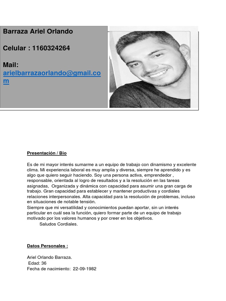 CV Ariel Barraza | PDF
