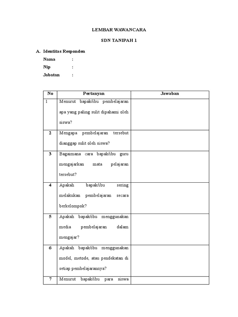 Lembar Wawancara | PDF