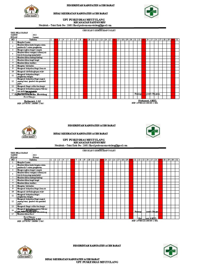 Checklist Kebersihan Toilet | PDF