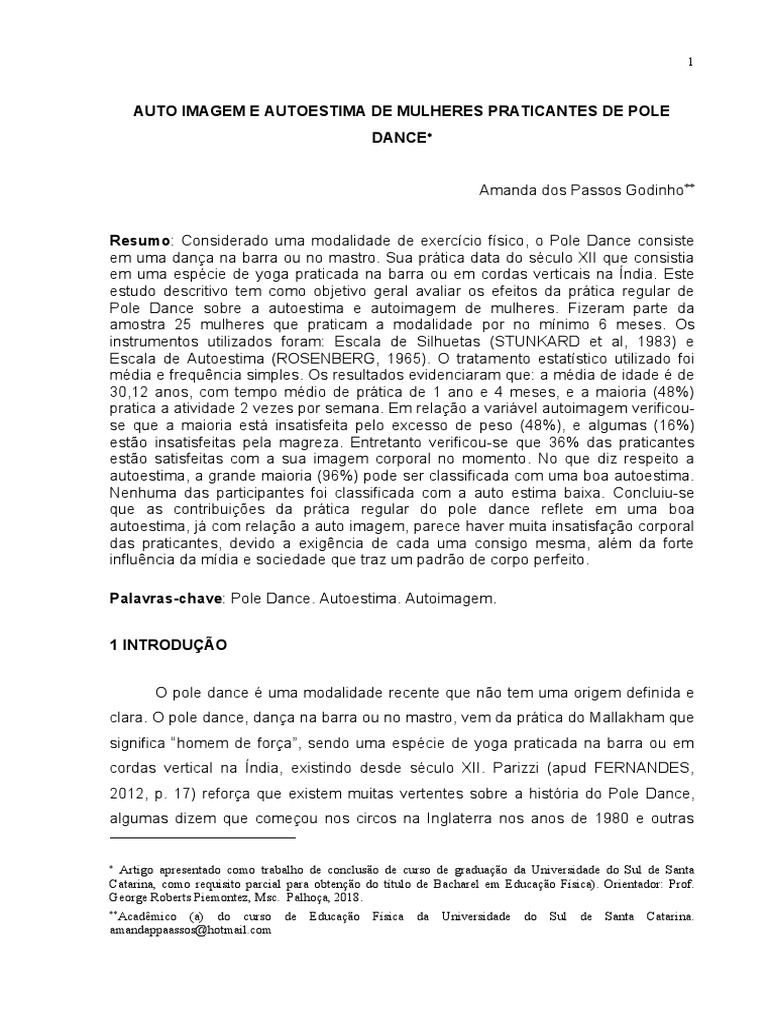 Autoimagem e Autoestima no Pole Dance | PDF | Autoestima | Física