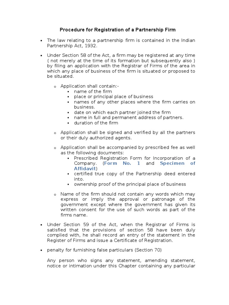 Procedure For Registration of A Partnership Firm | PDF | Partnership ...