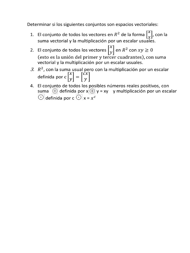 Actividad En Clases 7 Espacios Vectoriales Pdf