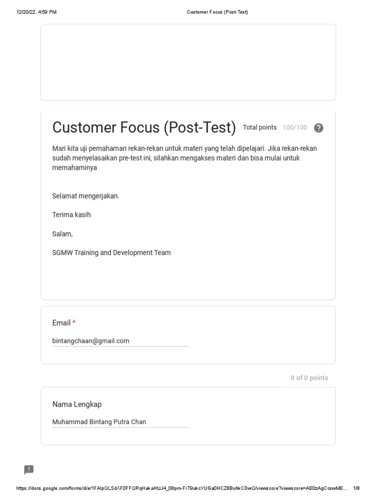 Uji Pemahaman Customer Focus | PDF