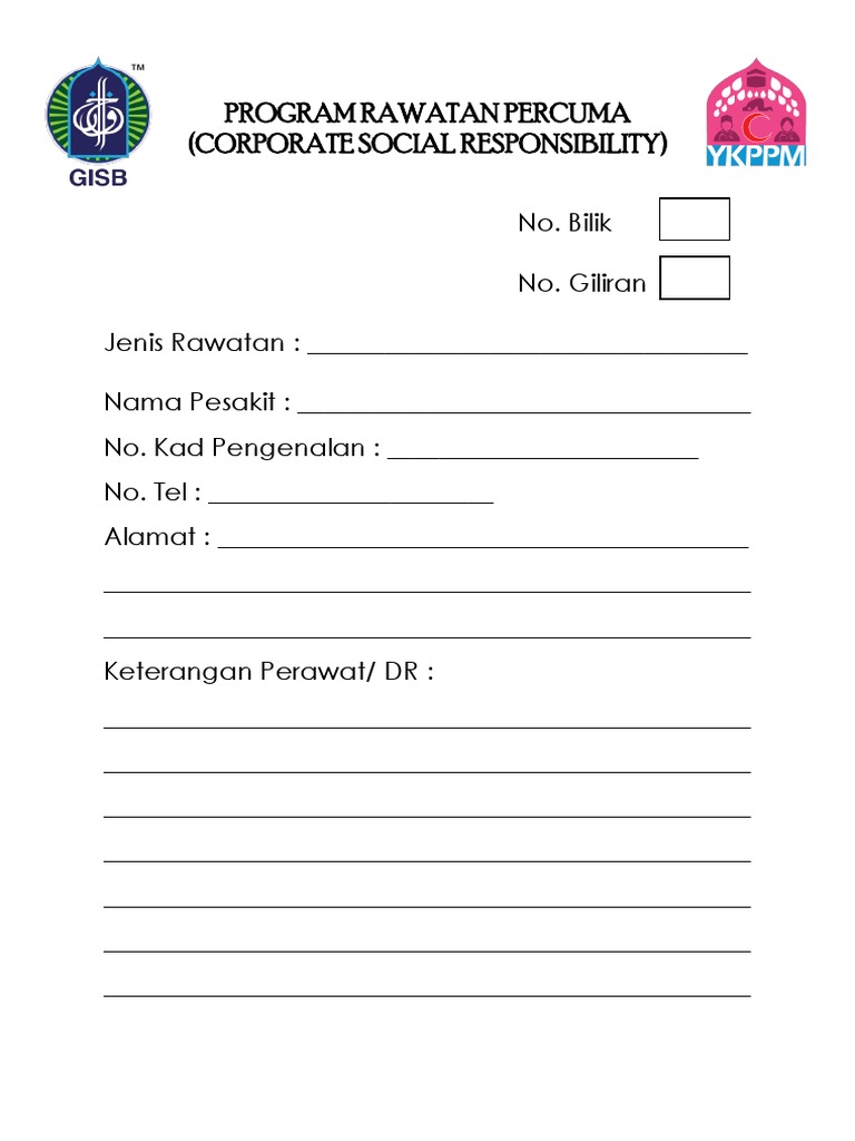 Borang Pendaftaran Pesakit | PDF
