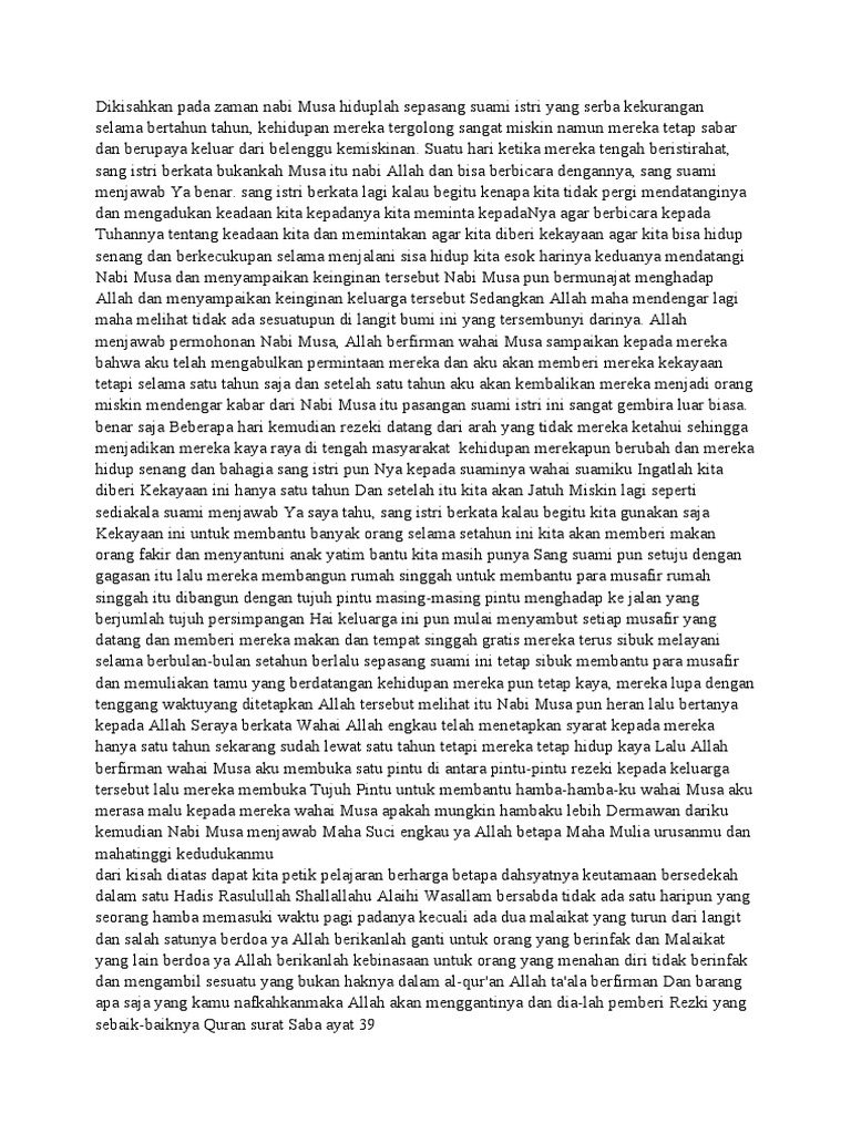 Kisah Suami Istri Pada Zaman Nabi Musa | PDF