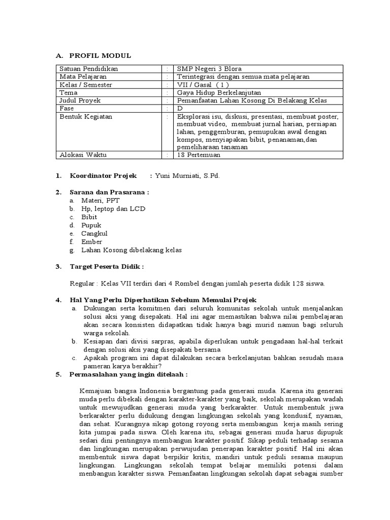 Modul p5 SMP N 3 Blora | PDF