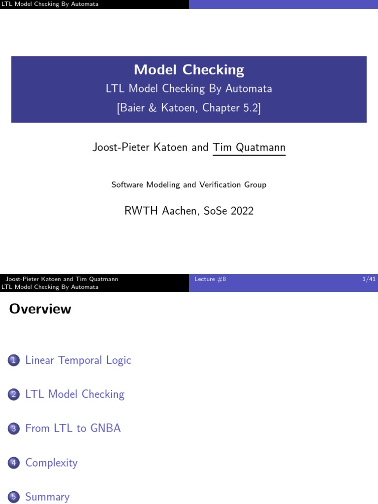 LTL Model Checking Using Automata | PDF | Mathematical Logic | Logic