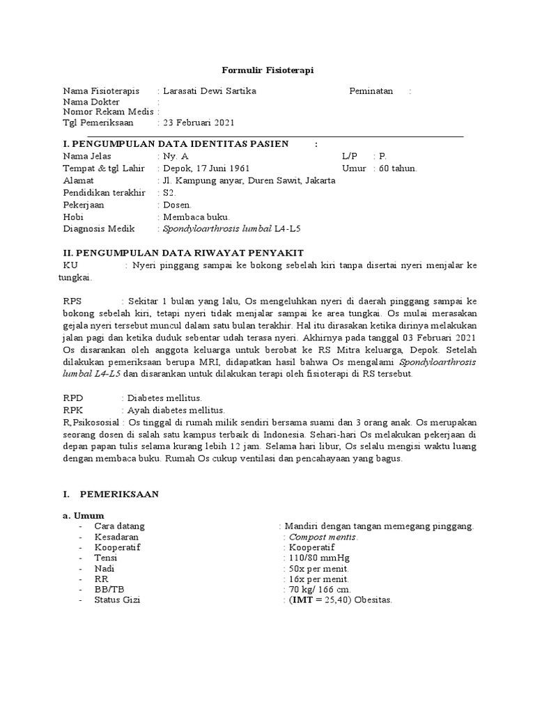 Formulir Fisioterapi - 23:02:2021 | PDF