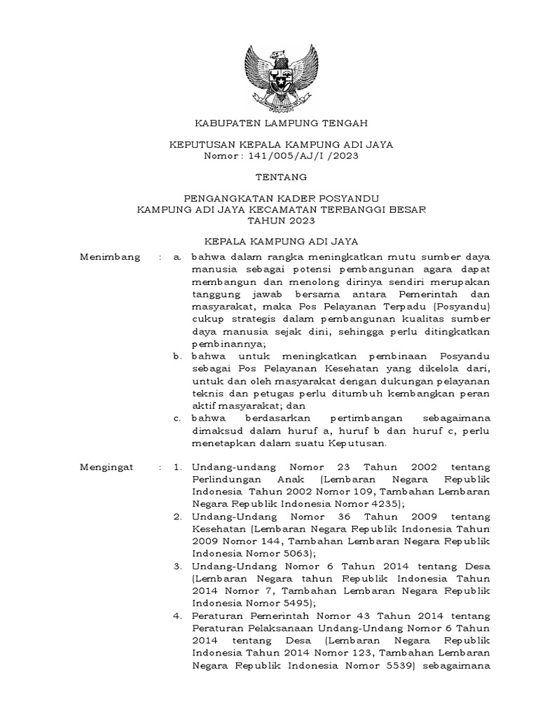 SK Kader Posyandu 2023 | PDF