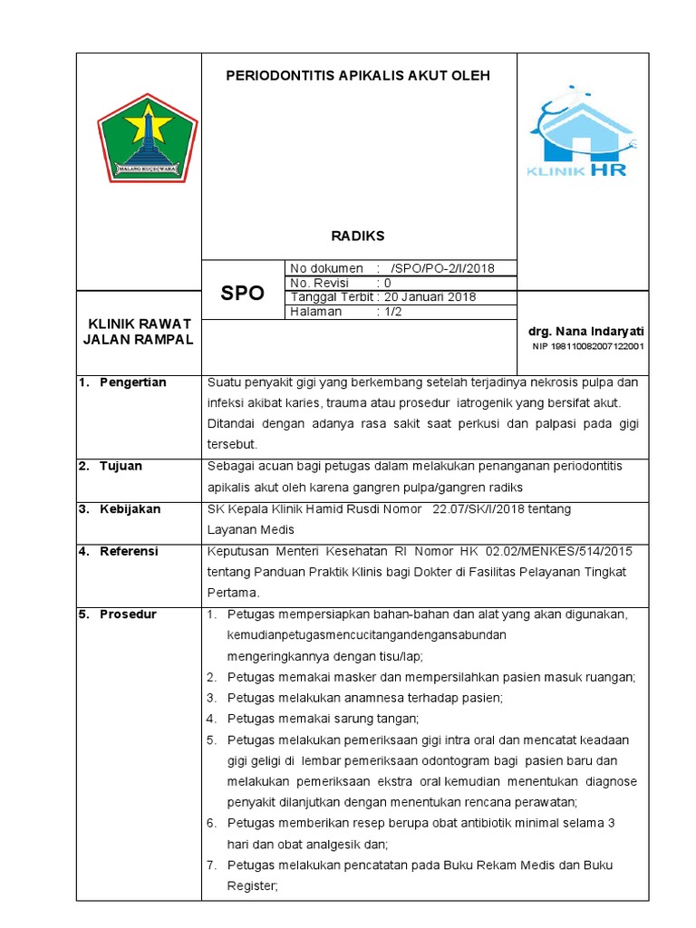 Panduan Periodontitis Apikalis Akut | PDF