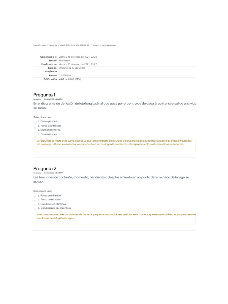 Actividad Virtual 1 Revision de Intentos - Compress | PDF | Viga (Estructura) | Elasticidad (Física)