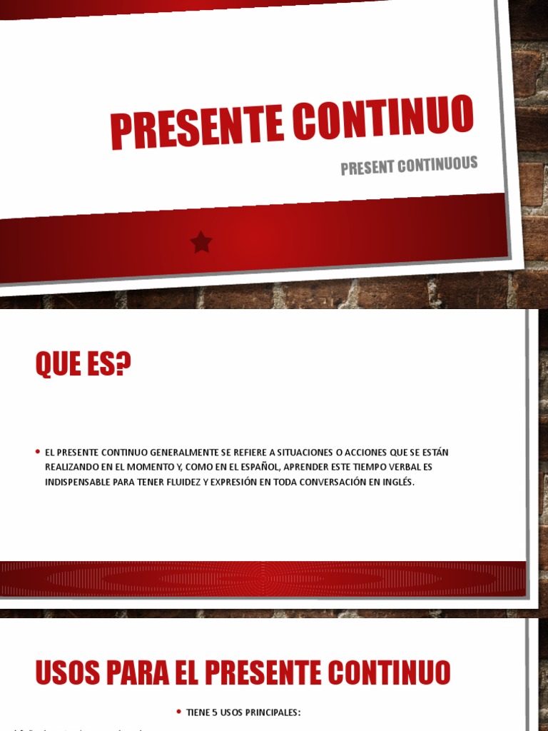 Presente Continuo | Descargar gratis PDF | Verbo | Conjugación gramatical