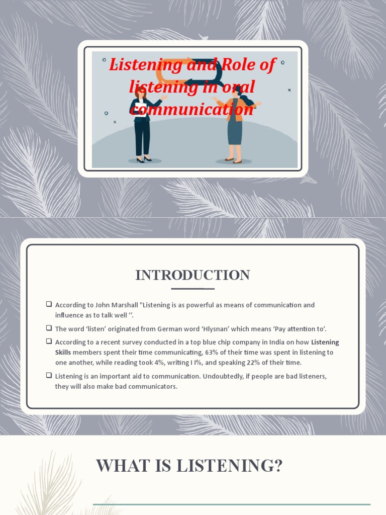 Listening and Role of Listening in Oral Communication | PDF ...
