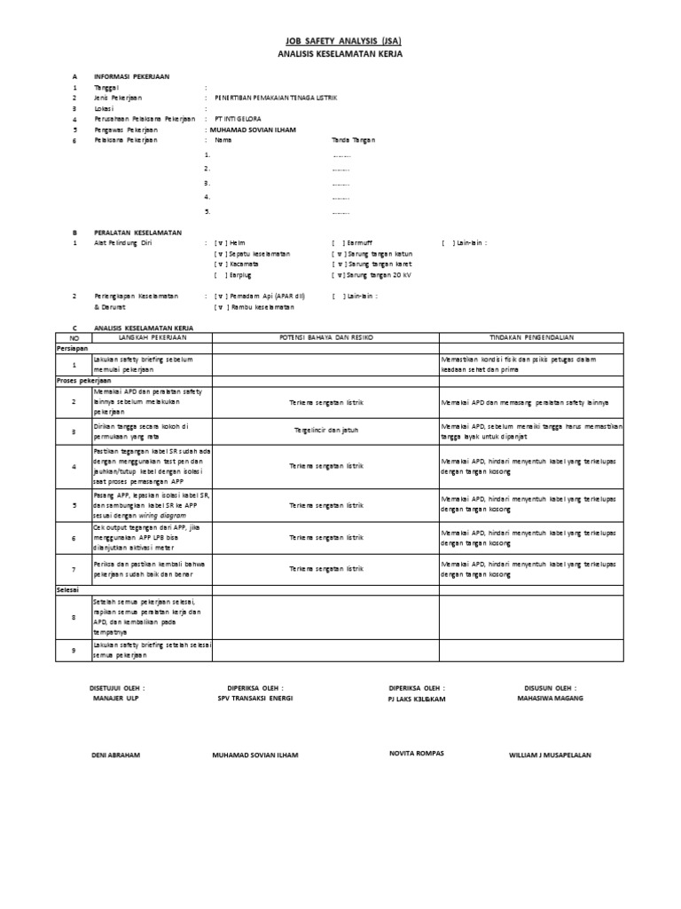 Job Safety Analisys | PDF