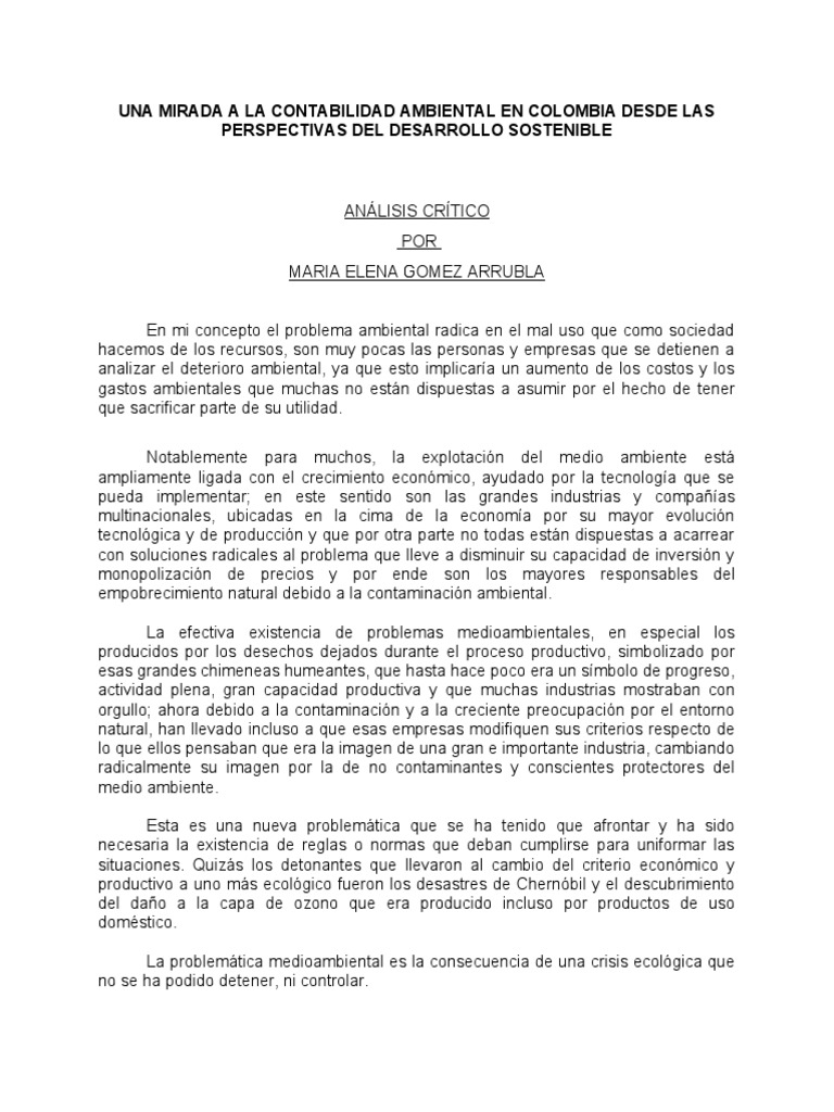 Analisis Critico - Contabilidad Ambiental | PDF | Entorno natural ... Analisis Critico - Contabilidad Ambiental | PDF | Entorno natural ...