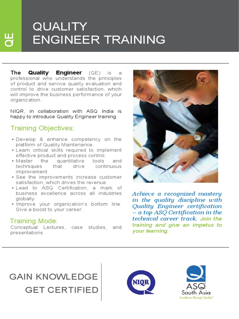 Brochure CQE Training NIQR ASQ | Download Free PDF | Engineer | Professional Certification