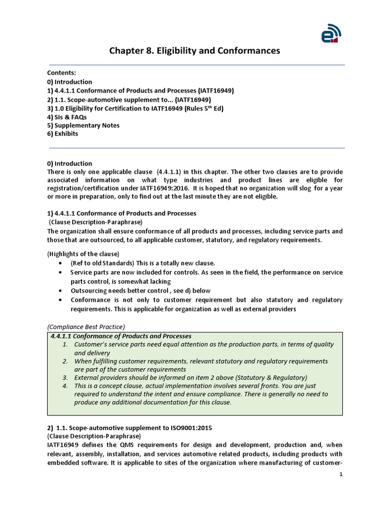 4.4.1.1 Product Conformance | PDF | Audit | Automotive Industry