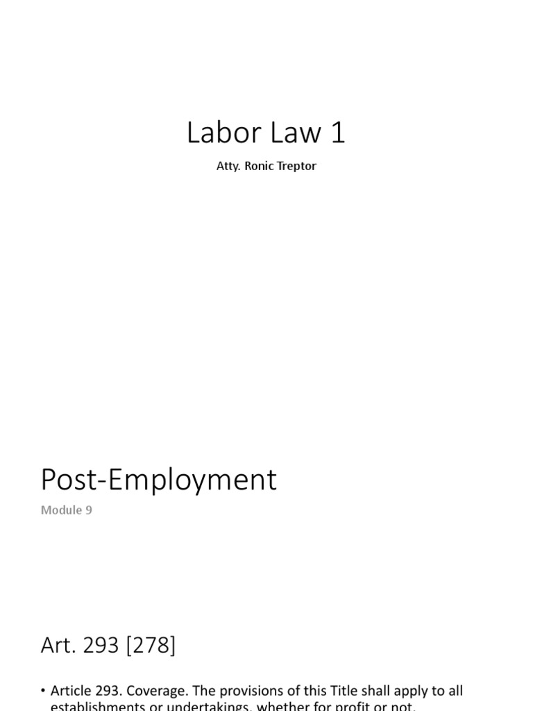 Labor 1 - Module 9 - Post-Employment | PDF
