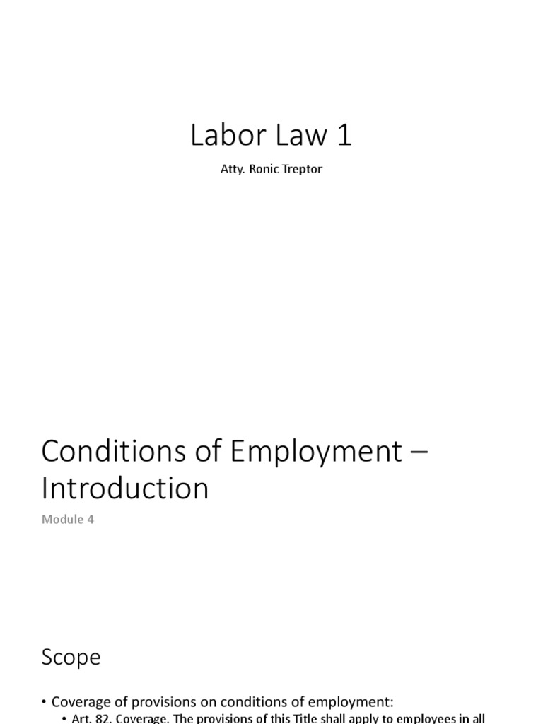 Labor 1 - Module 4 - Conditions of Employment - Introduction | PDF