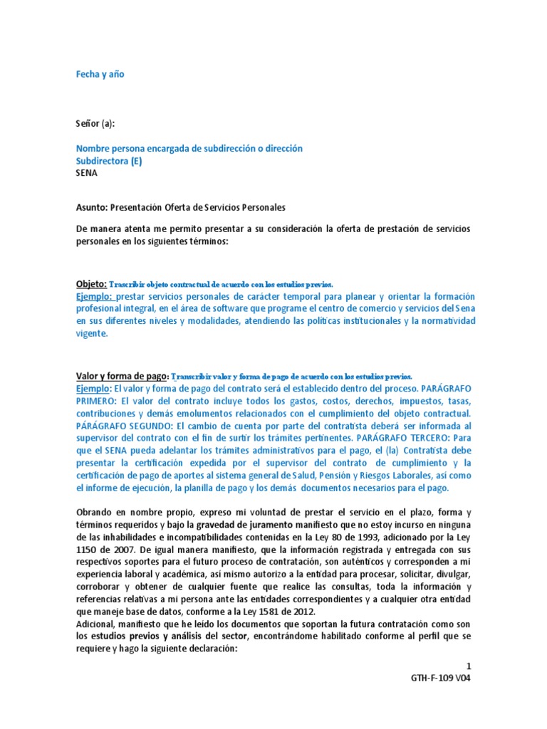 Formato GTH F 109 Sena | PDF