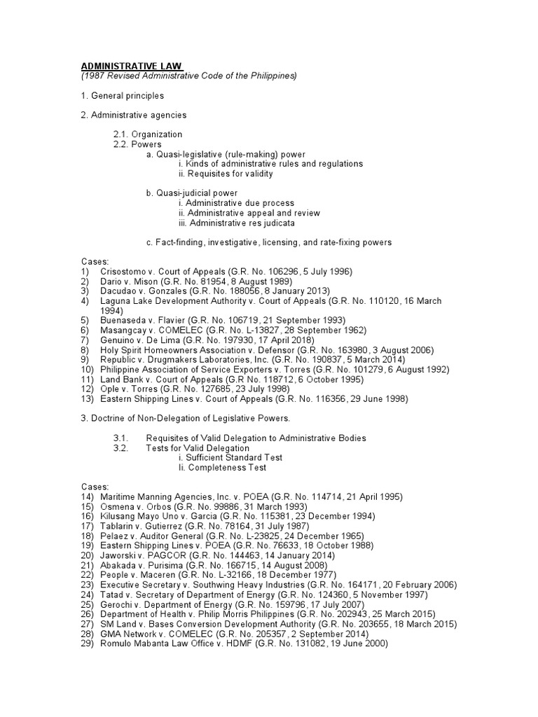 2023.admin Law - Syllabus and Case List - Part 1 | PDF | Government ...