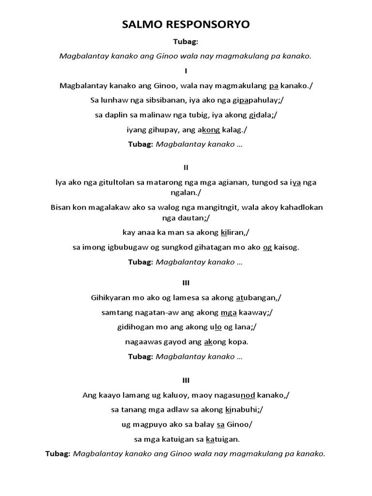 Salmo Responsoryo 10-11-20 | PDF