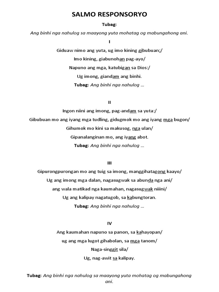 Salmo Responsoryo 07-12-20 | PDF