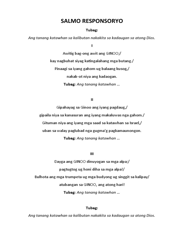 Salmo Responsoryo 01-18-20 | PDF