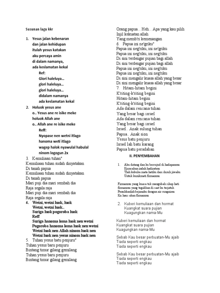Susunan Lagu KKR 15qq | PDF | Agama & Spiritualitas