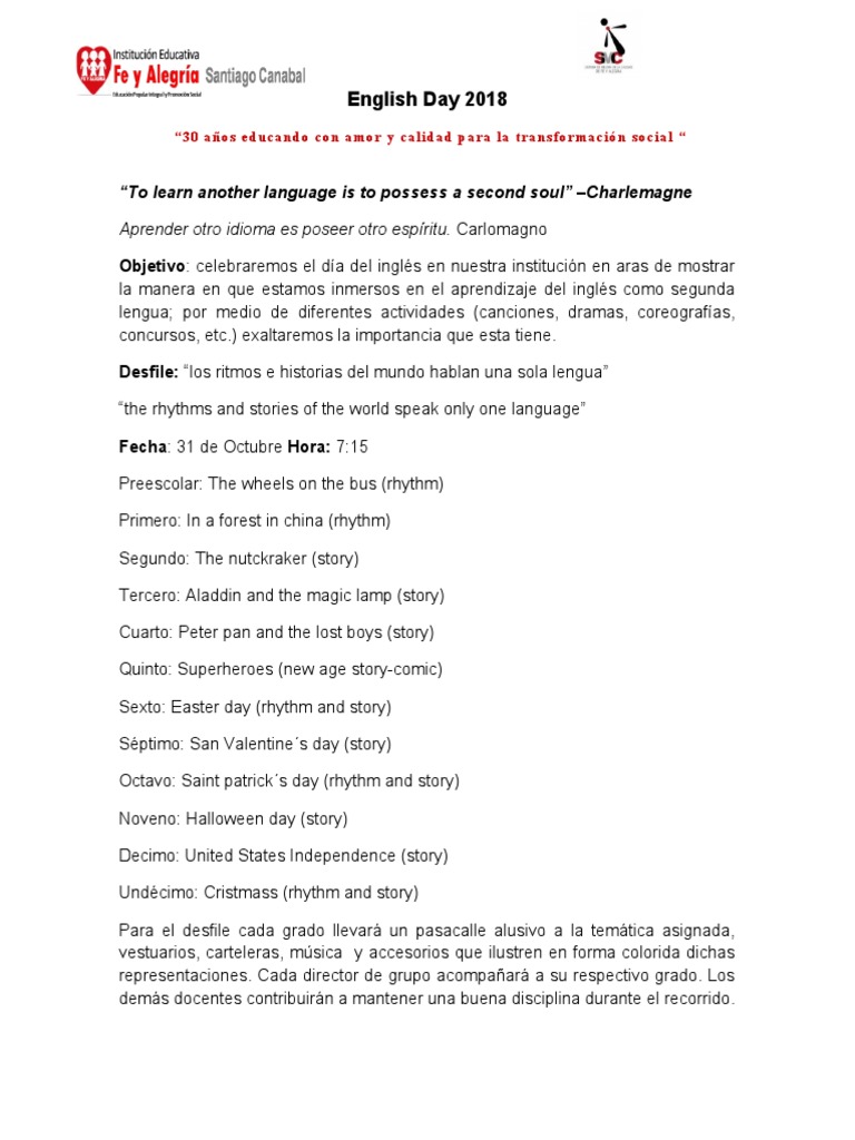 Actividades para el Día del Inglés 2018 | PDF