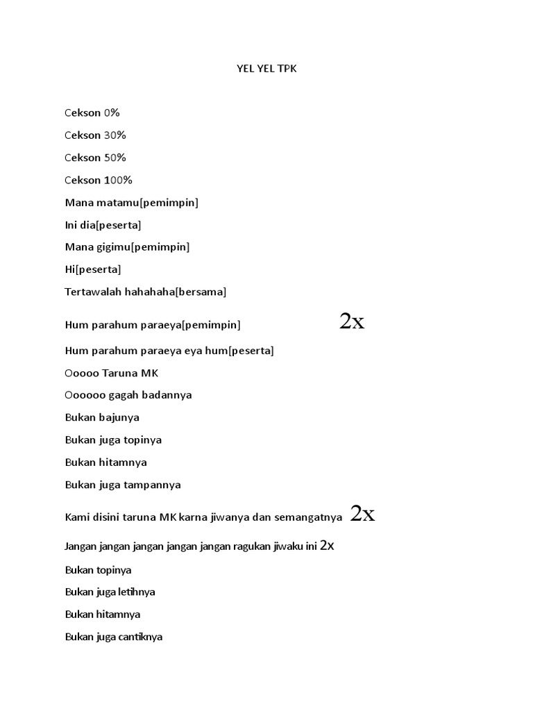 Yel-Yel Taruna TPK Kreatif dan Lucu | PDF