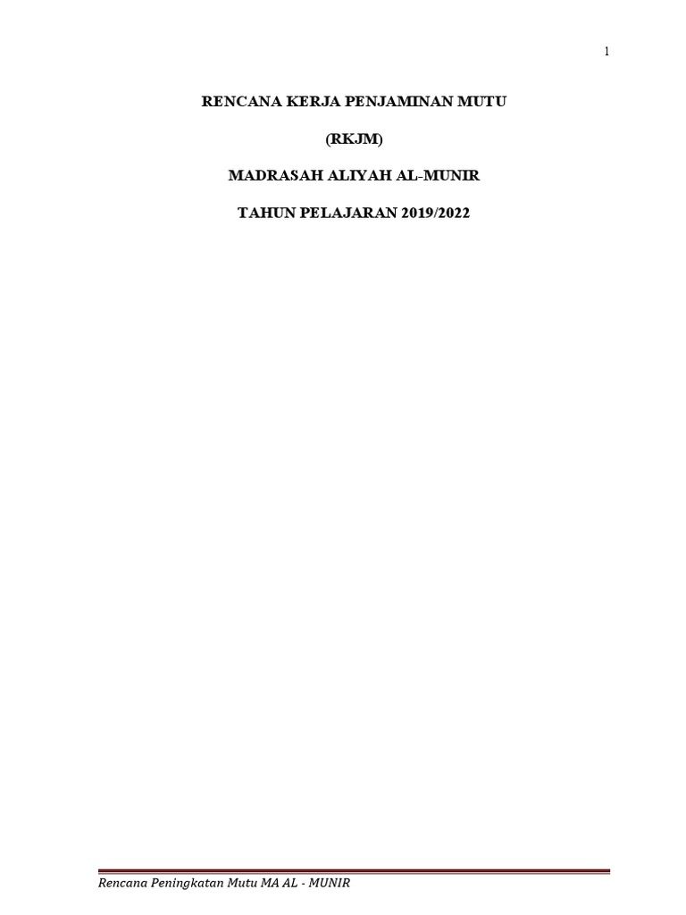 Rencana Peningkatan Mutu MA AL-MUNIR | PDF