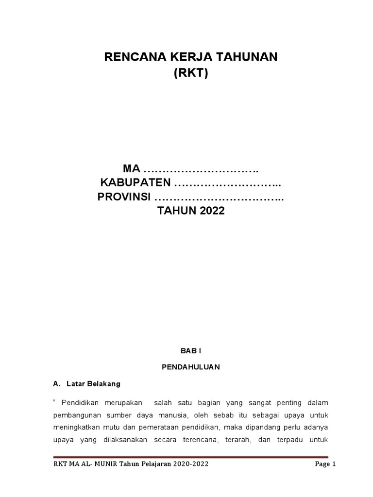 Contoh Format RKT MA | PDF